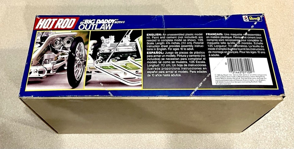 🏁 REVELL Vintage Hot Rod ED BIG DADDY ROTH'S OUTLAW Model Car Kit 1/25 ...
