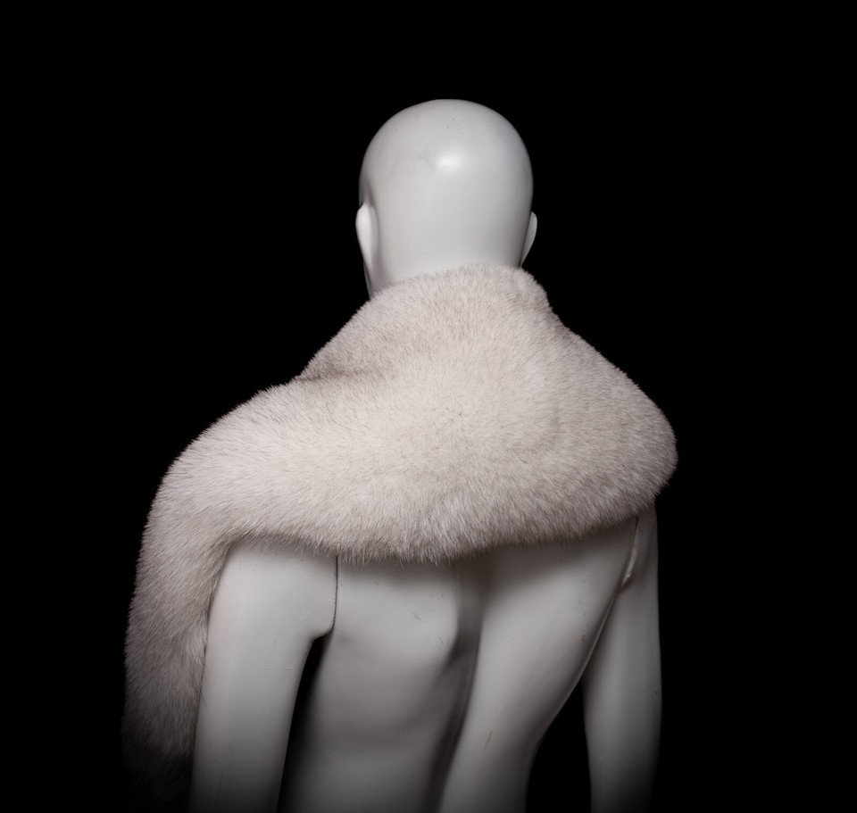 Superior Natural White Blue Fox Fur Stole Boa Shawl Wrap + Tails | eBay