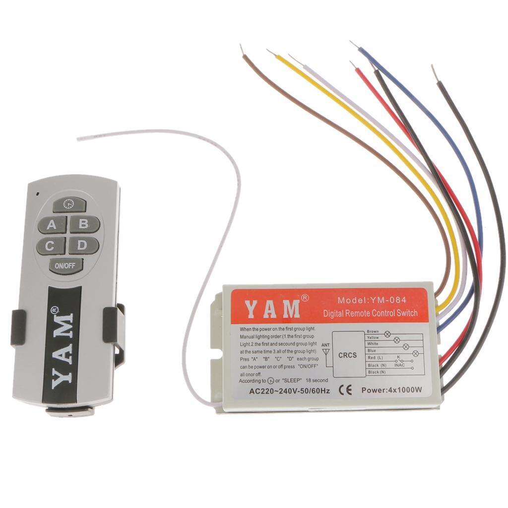on / OFF Light Digital Wireless Wall Switch 4-channel Light Switch with ...
