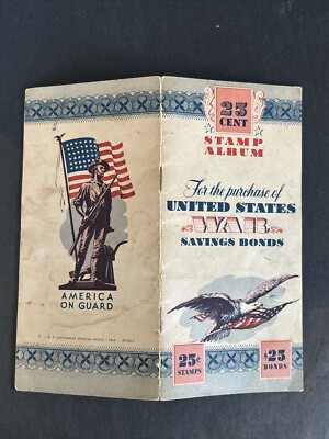 53762 1942 25c Defense Stamp Complete Album w/7 Stamps Fairly Clean SP ...