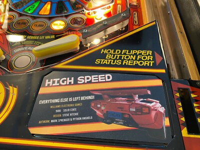 Williams High Speed Pinball Custom Apron Cards Set Instruction Rules ...