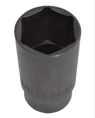 34mm Metric Deep Impact Black Chrome Vanadium Steel Socket 1/2" Drive 6 ...