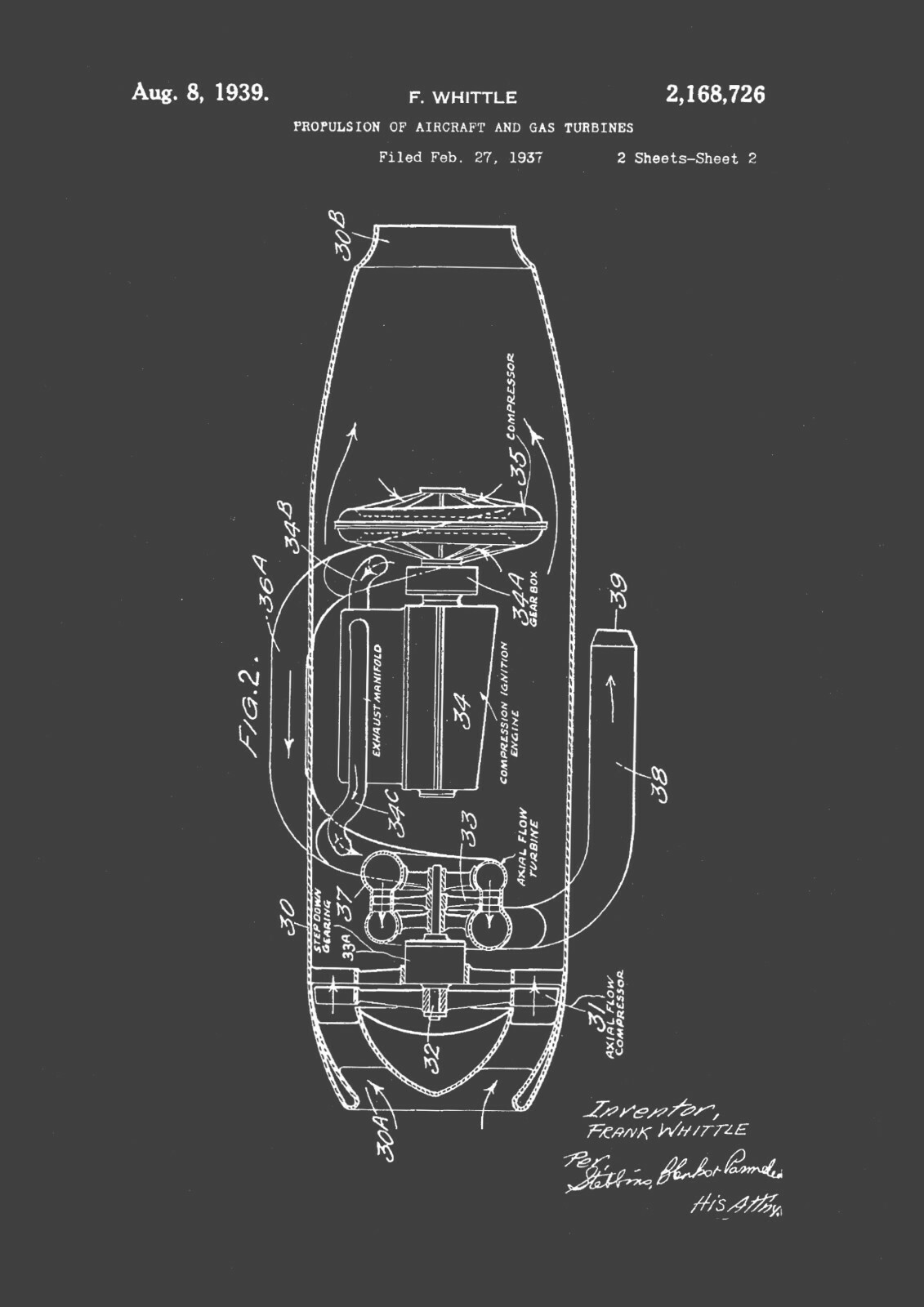 Patent Print - Jet Engine/Frank Whittle - Vintage Poster Wall Art Gift ...