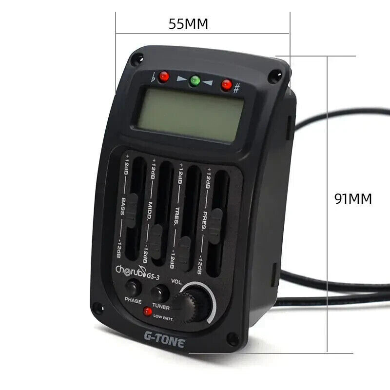 Cherub G-Tone GS-3 Acoustic Guitar Pickups 4-Bands EQ Tuner Piezo ...