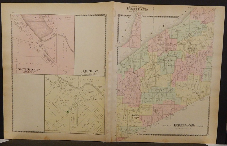 New York Chautauqua County Map Hanover Township 1881 Double Side/Page ...