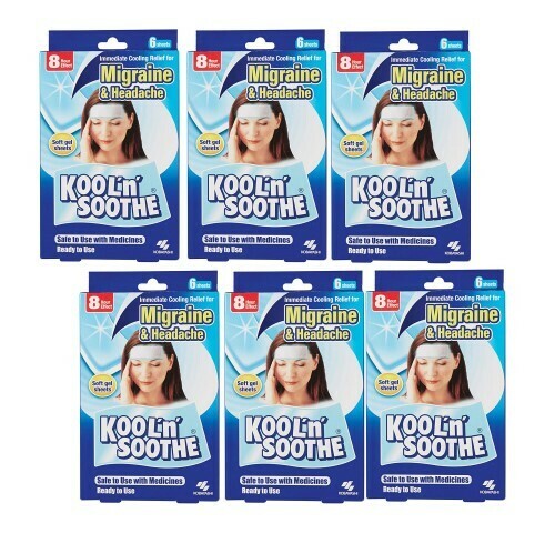* 6 x Kool n Soothe Migraine & Headache Soft Gel Sheets 6 (36 Sheets ...