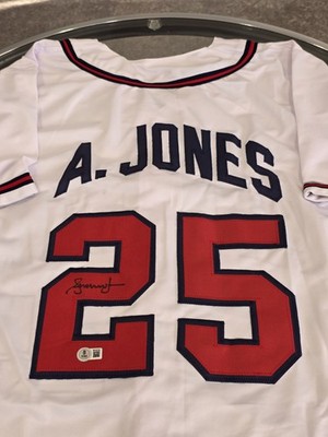 Andruw Jones Autographed/Signed Jersey Beckett Sticker White Custom ...