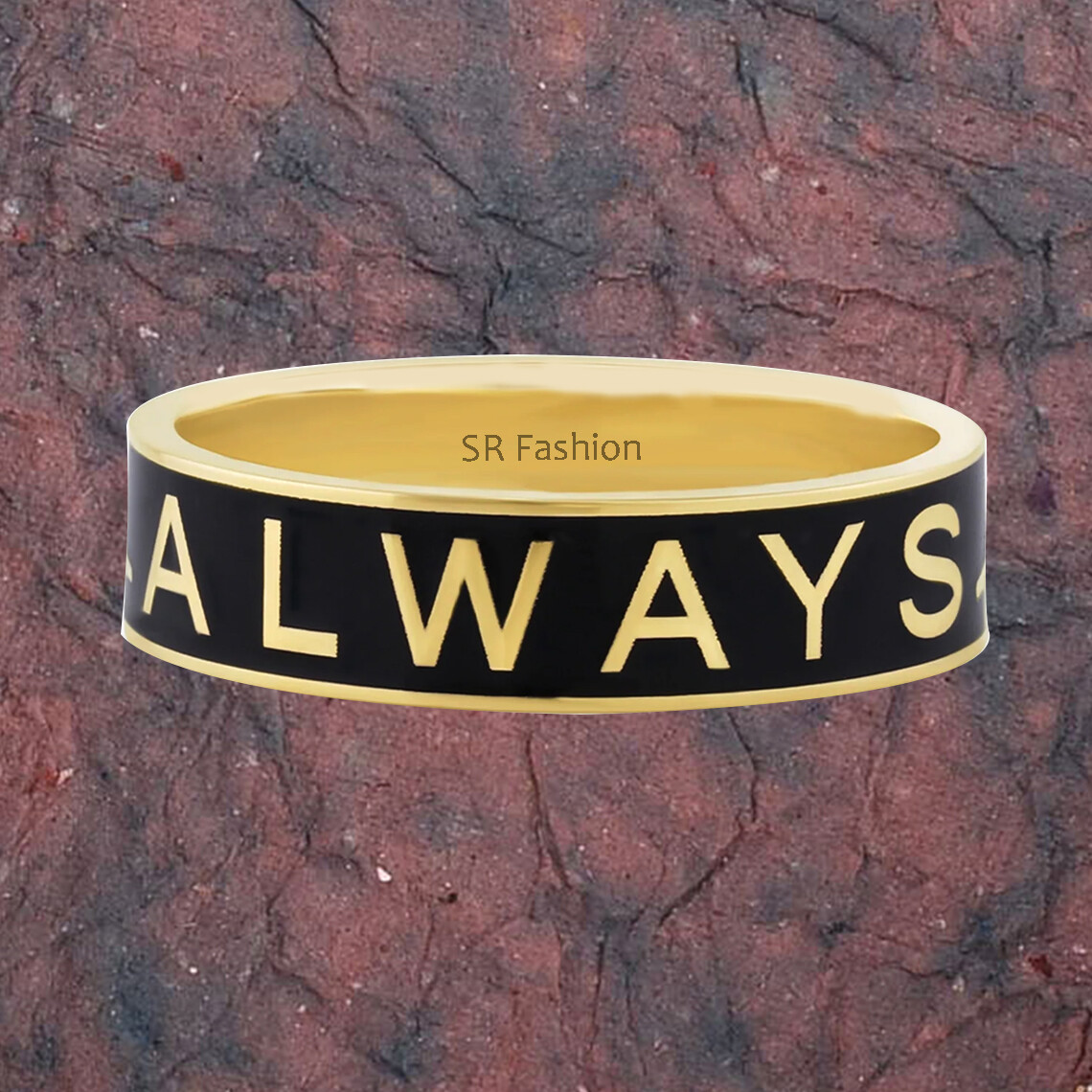 ALWAYS 6mm Wide Black Enamel Band Ring - Anniversary and Wedding Band ...