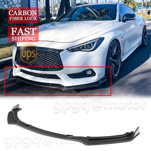 For Infiniti Q60 2017-2022 Carbon V2 JDM Style Front Bumper Lip Spoiler ...