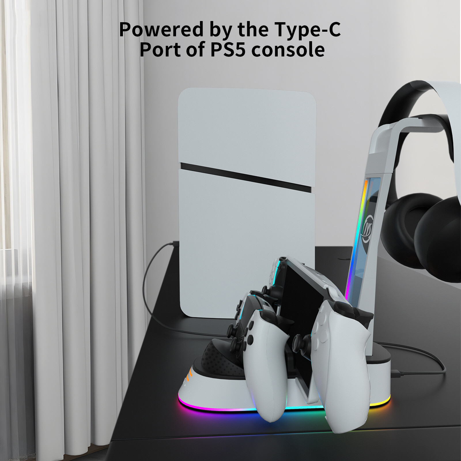 For PlayStation PS5 Portal Controller Charging Dock Base Headset Mount ...