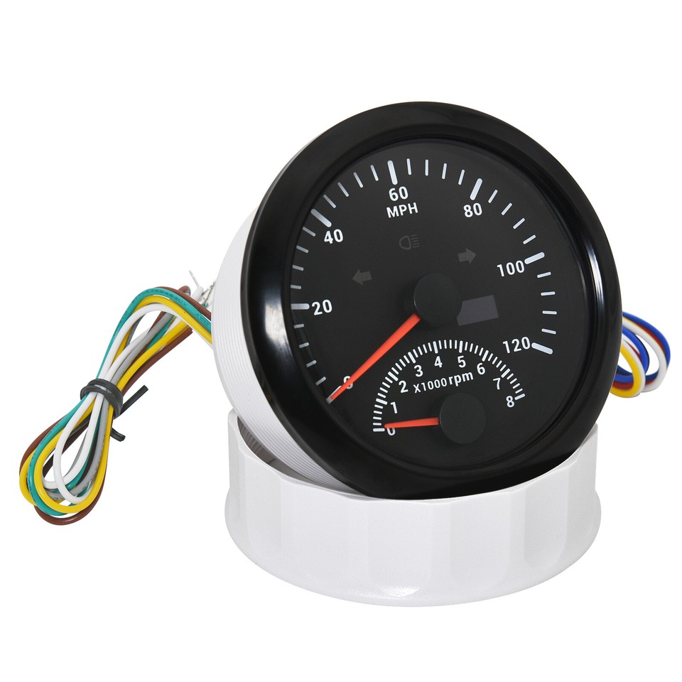85mm GPS Speedometer 0-120MPH Tachometer 0-8000RPM w/ High Beam ...