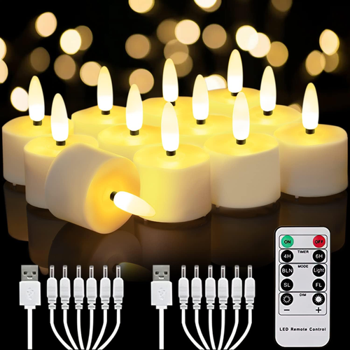 Homemory Flameless Rechargeable Tea Lights with Remote Timer - LED Tea ...