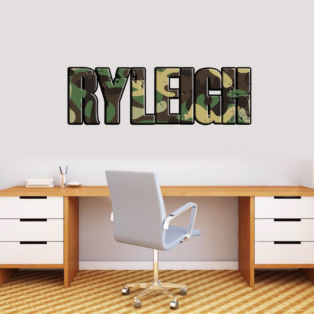 Military Camouflage Pattern PERSONALIZED NAME WALL STICKER Home Decor ...