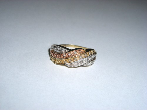 Sterling Silver Tri Color Ring Band Set with Natural Uncut Diamonds | eBay