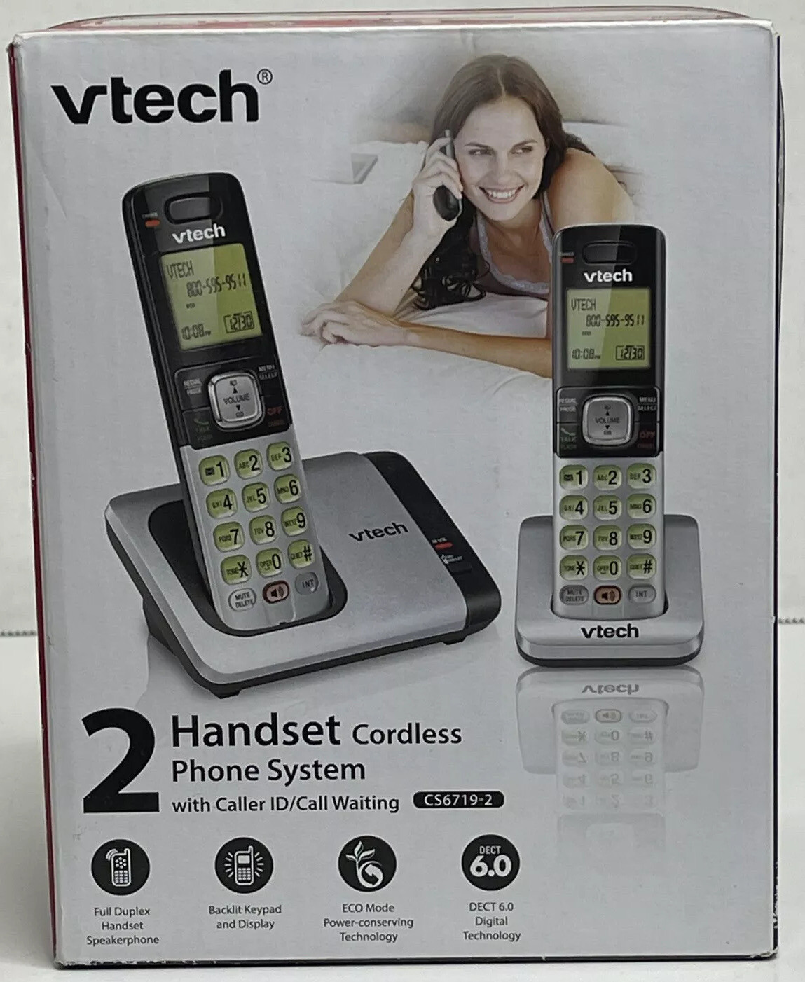 VTech CS6719-2, 2-Handset Cordless Phone, Caller ID/Waiting DECT 6.0 ...