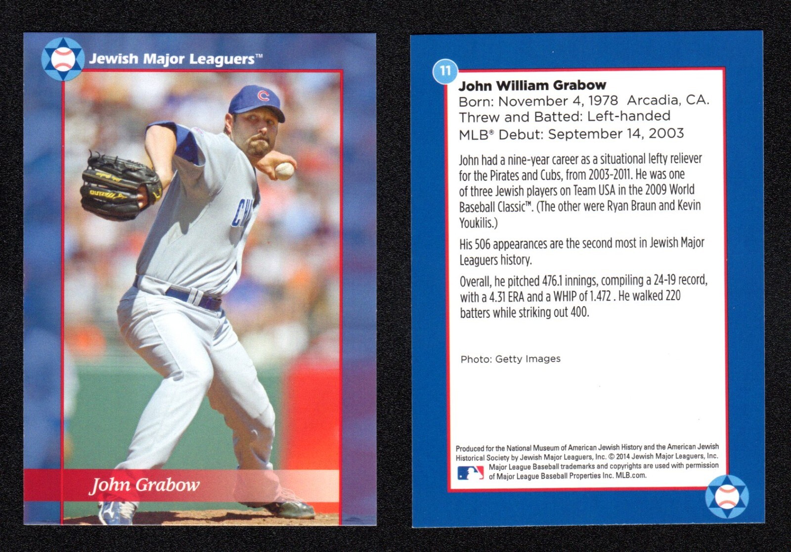 Rare! John Grabow Chicago Cubs 2014 Jewish Major Leaguers Baseball Card ...