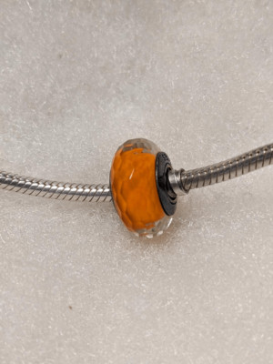 New Pandora Transparent Orange Faceted Murano Bead - BEAUTIFUL!!! | eBay