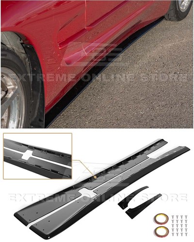 For 97-04 Corvette C5 ZR1 Style Glossy Black Side Skirt Rocker Panel ...