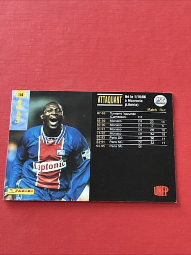 GEORGE WEAH PARIS ST GRMAIN 1995 PANINI CARDS PREMIUM FRANCE PSG RARE ...