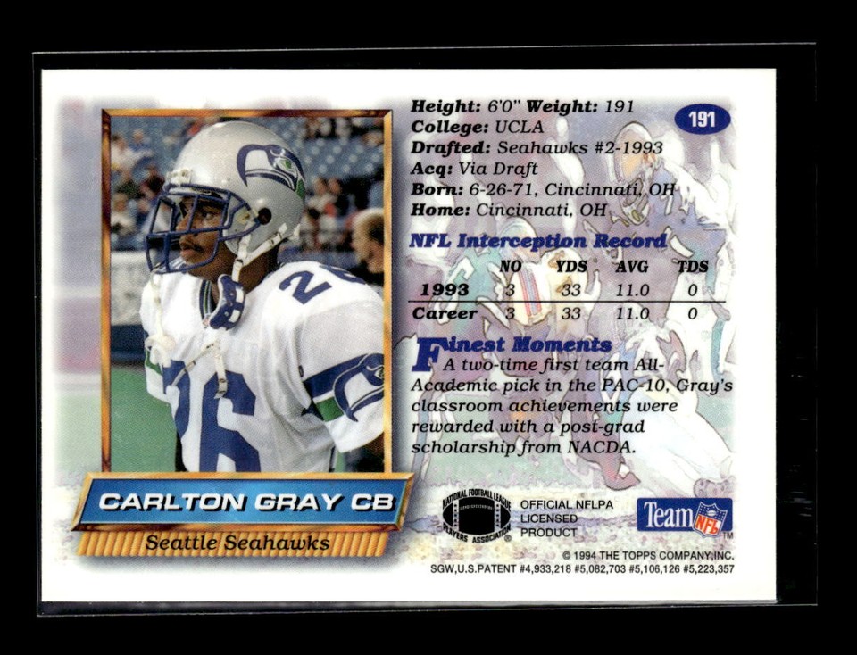 1994 Finest #191 Carlton Gray | eBay
