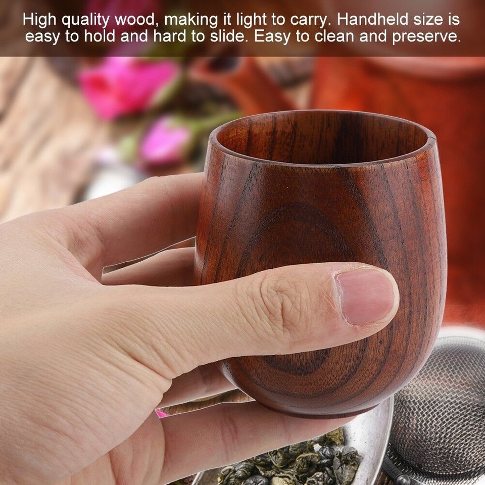Wooden Handcraft Cup Milk Drinking Mug Wood Coffee Tea Beer Juice Milk ...