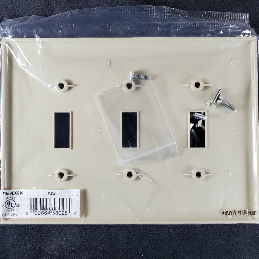 Ivory 3 Gang Toggle Switch Plate Cover Mid-Size Unbreakable PJ3V (Lot ...