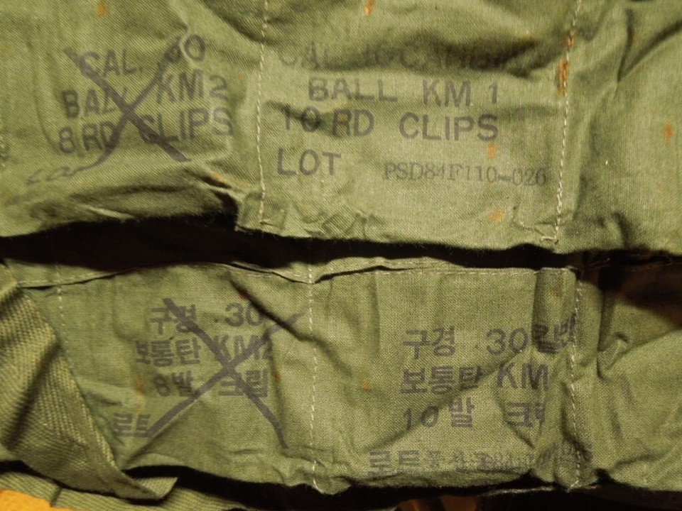 10 Original and Vintage BANDOLEERS Korean OD .30 M1 Carbine 6 Pocket ...