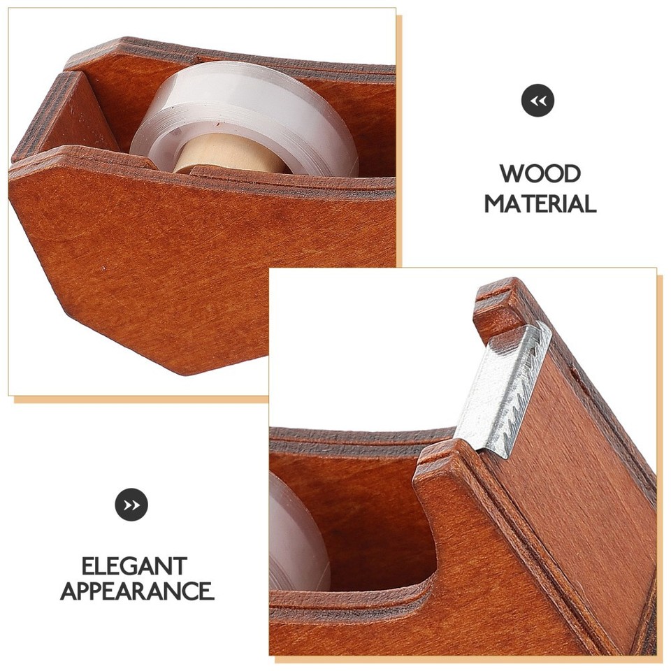 Desk Wooden Tape Dispenser Tape Holder Portable Tape Cutter for Office ...