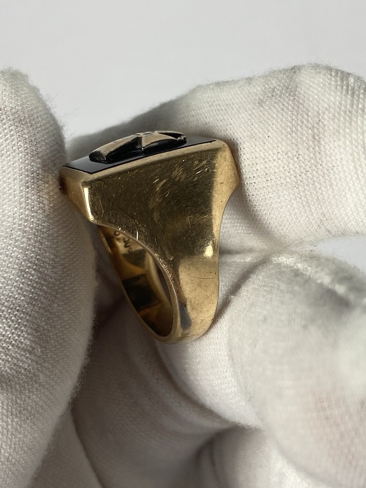 Vintage Sigma Chi Badge Signet Ring 10k Gold Onyx Fraternity Signet ...