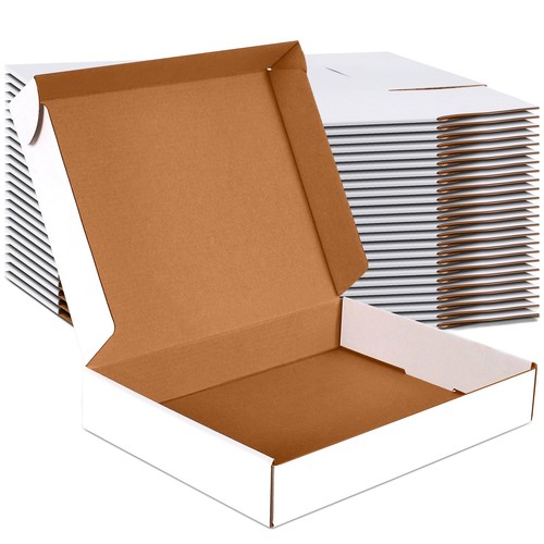 12x9x2 inch Small Shipping Boxes Set of 25, White Corrugated Cardboard ...