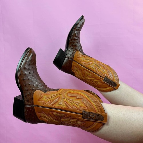 New ROD PATRICK Bootmakers Western Cowboy Boots Ostritch Custom 6.5 men ...