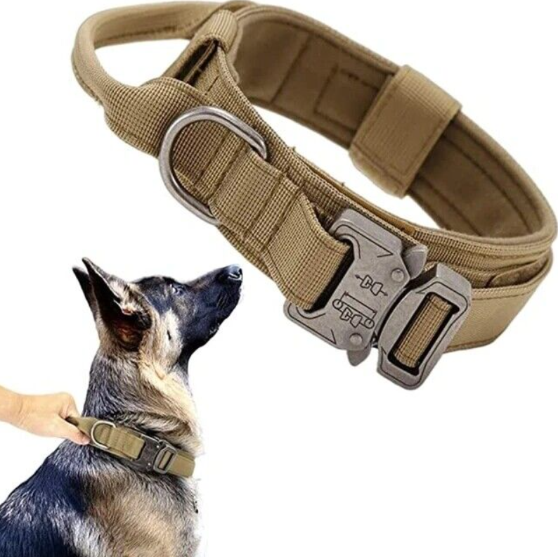 Dog Collar Military Tactical Nylon Adjustable Duty Metal Handle ...