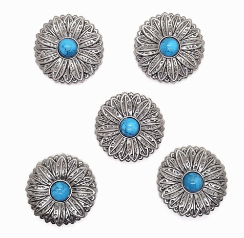Daisy Floral Style Concho / Conchos 1 1/8" Five Count Blue Center ...