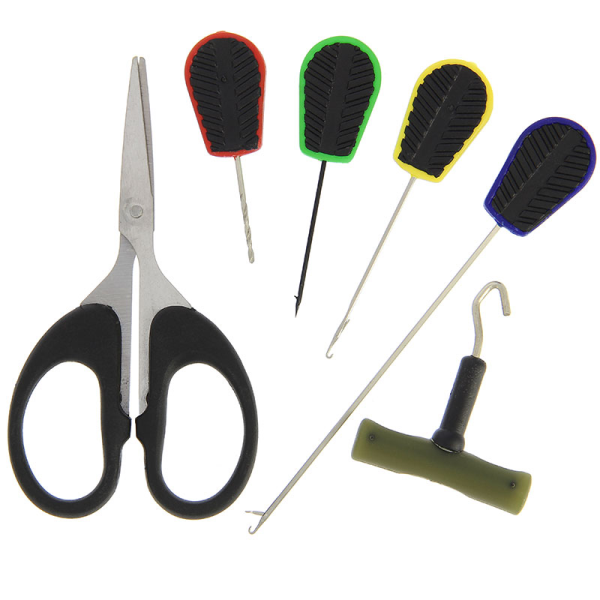 6PC BAITING TOOL SET 4 BAITING TOOLS BRAID SCISSORS KNOT PULLER + 18 ...