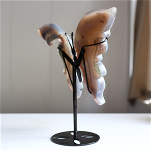 500g Natural Geode Agate Carved Butterfly Wing Reiki Crystal Decor Gift ...