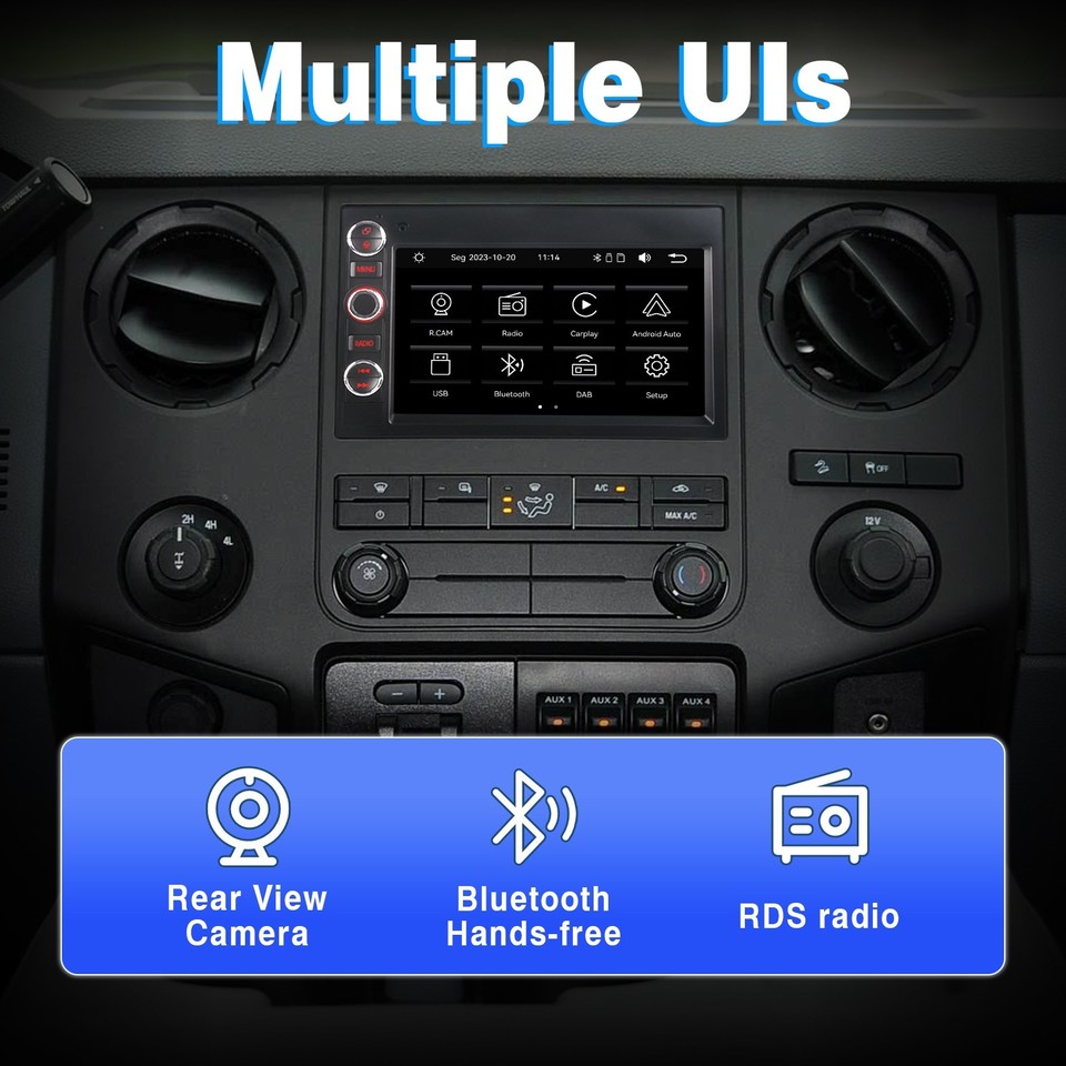 Car Stereo AirPlay Android Auto RDS FM/AM Car Radio BT CarPlay Ford ...