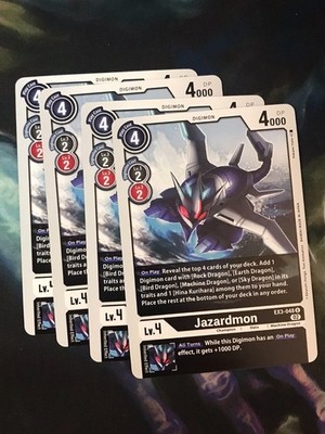 x4 Jazardmon EX3-048 U Playset Digimon TCG Draconic Roar | eBay