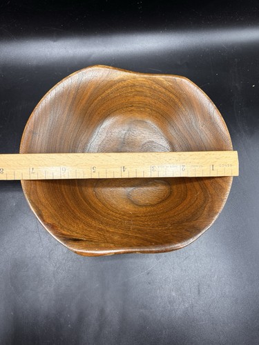 Folk Art Walnut Handmade Wood Bowl Abstract Dish Ward Bros Pigeon Forge ...