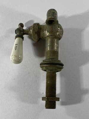 Bathroom Sink Tub Water Faucet Valve Spigot white porcelain Hot Handle ...