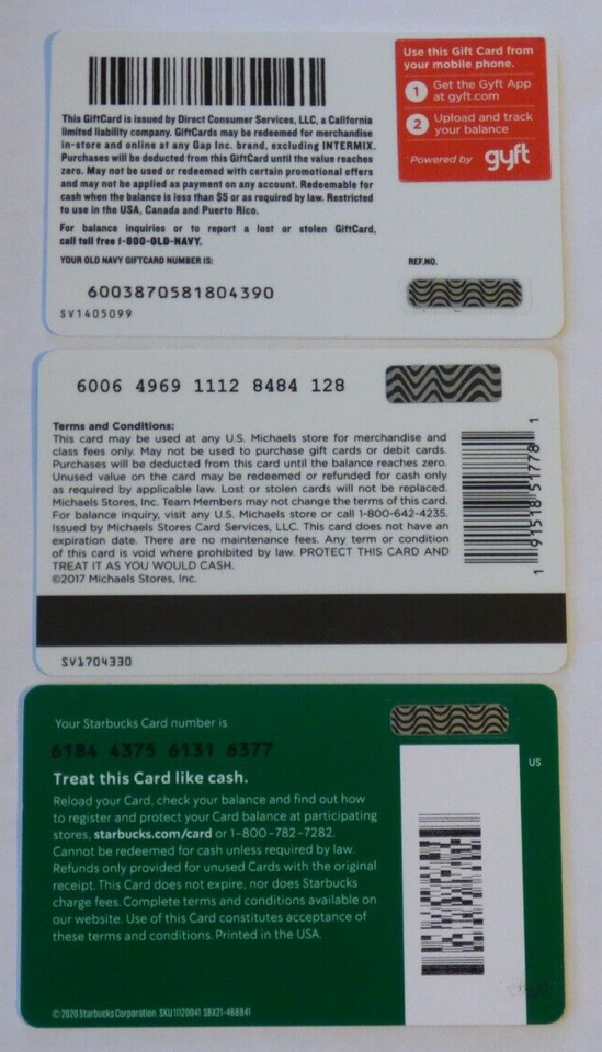 Hanukkah Gift Card LOT of 3 Starbucks, Old Navy, Michaels -Collectible ...