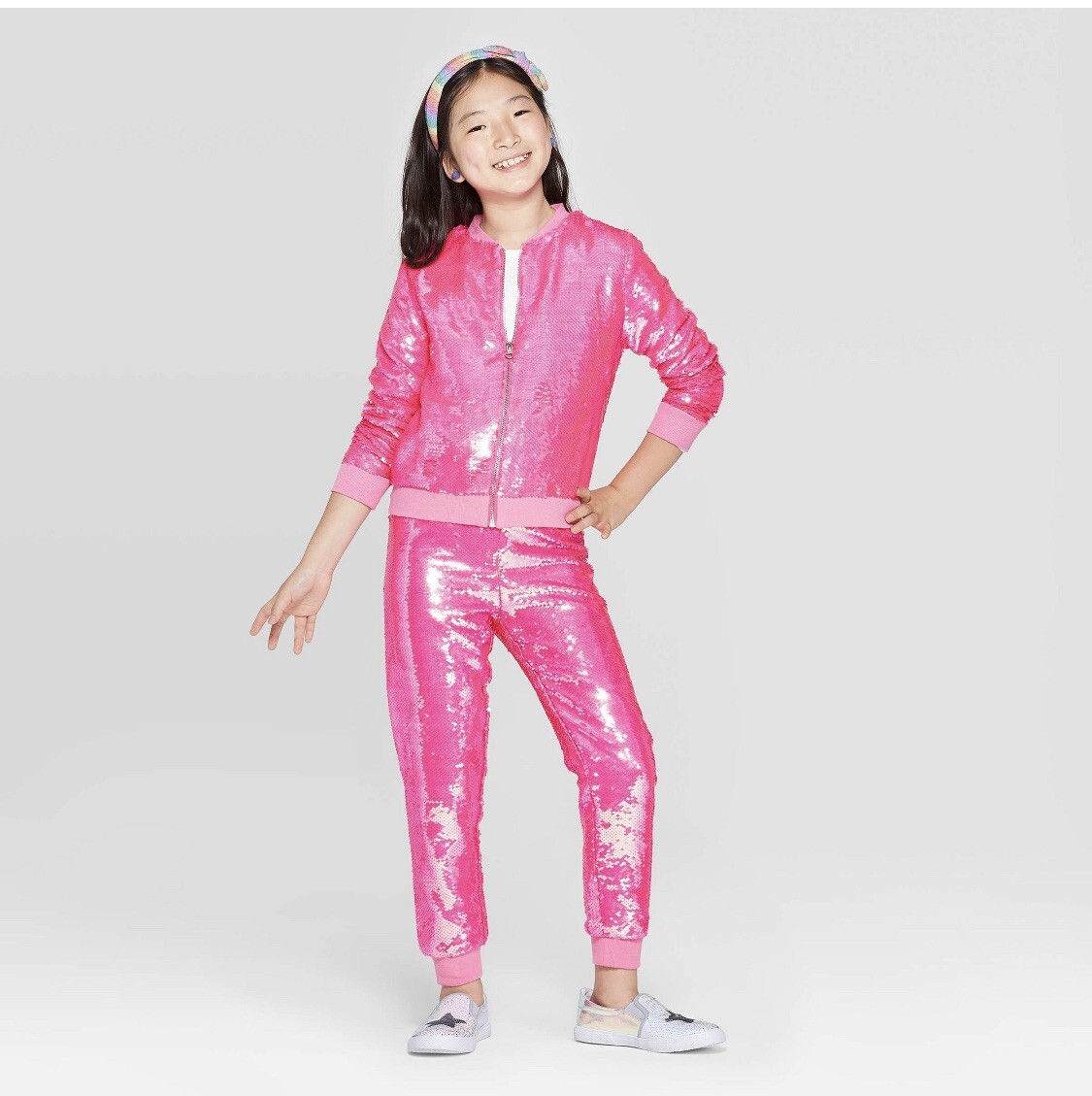 JoJo Siwa Tour JoJo's Closet Sequin FLIP Hot Pink Bomber JACKET & PANTS ...