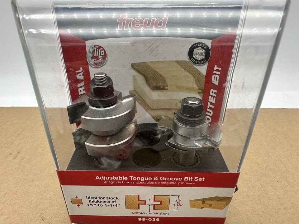 Freud 99-036 2 PIECE 1-3/4" Adjustable Tongue & Groove Bit Set CARBIDE ...