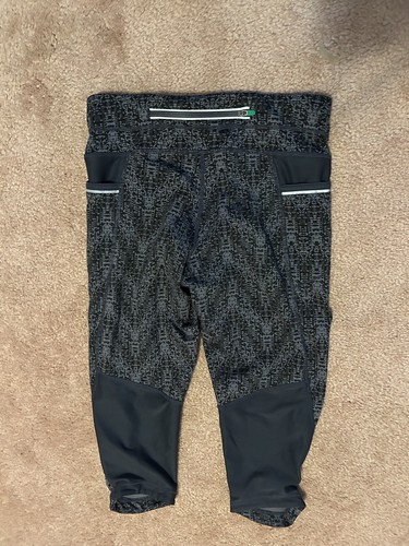 Women’s Gray Print Athleta Capri Stretch Leggings w/zip Pockets Size XS ...