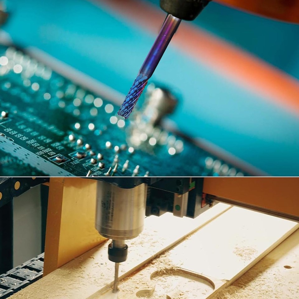 10x End Mill 0.8-3mm 1/8in Shank Blue Coated Carbide CNC Router Bit Set ...