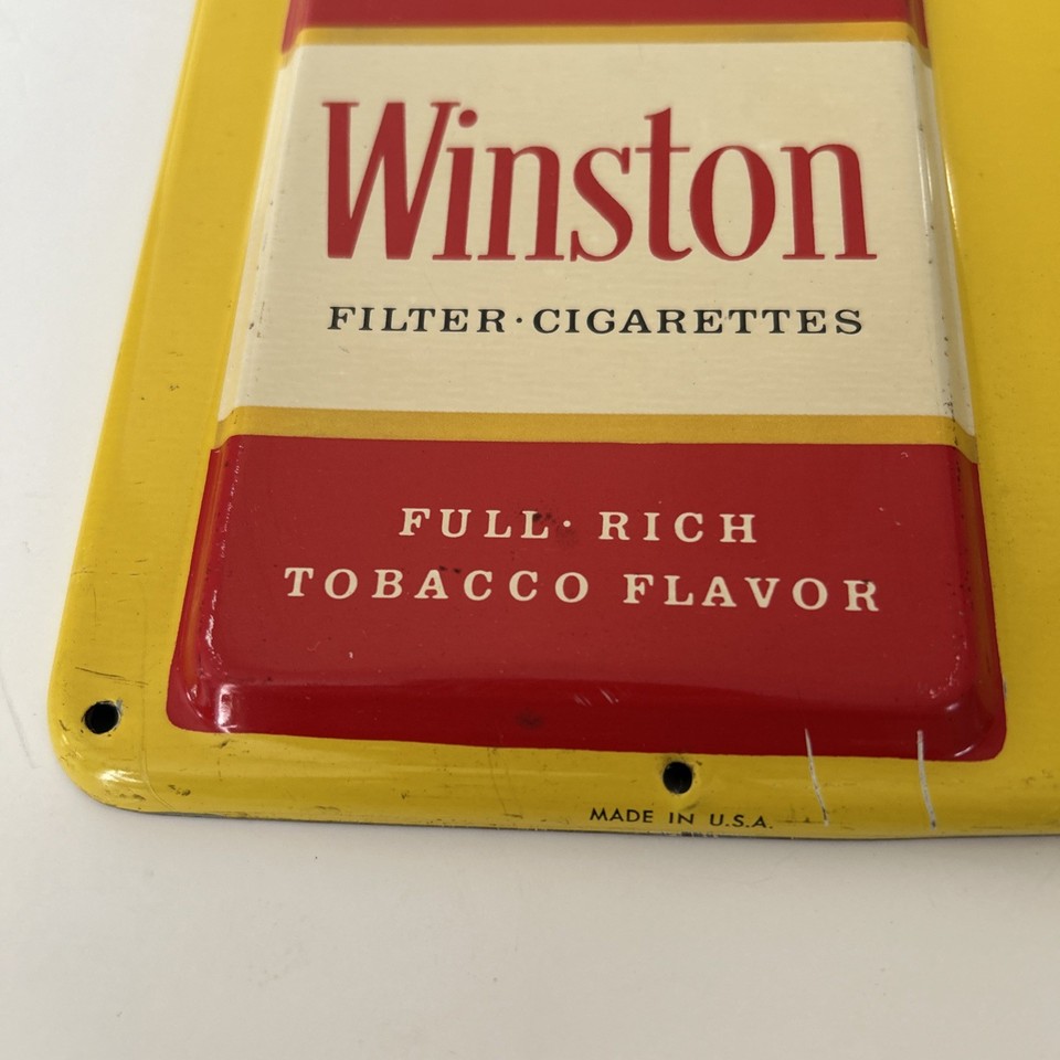 Vintage Winston Cigarette Thermometer Enameled Tin Advertising Sign | eBay