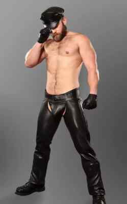 Men's Genuine Leather Chaps With Detachable Cod Piece Gay Pant | eBay