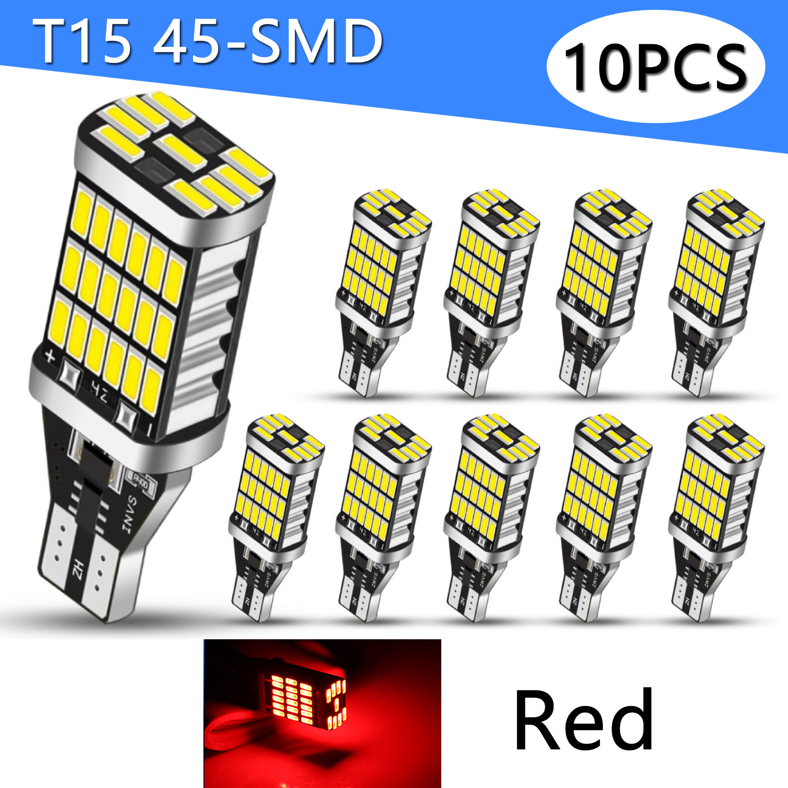 10X T15 921 912 LED Reverse Back Up Light Bulbs W16W 906 916 6000K ...