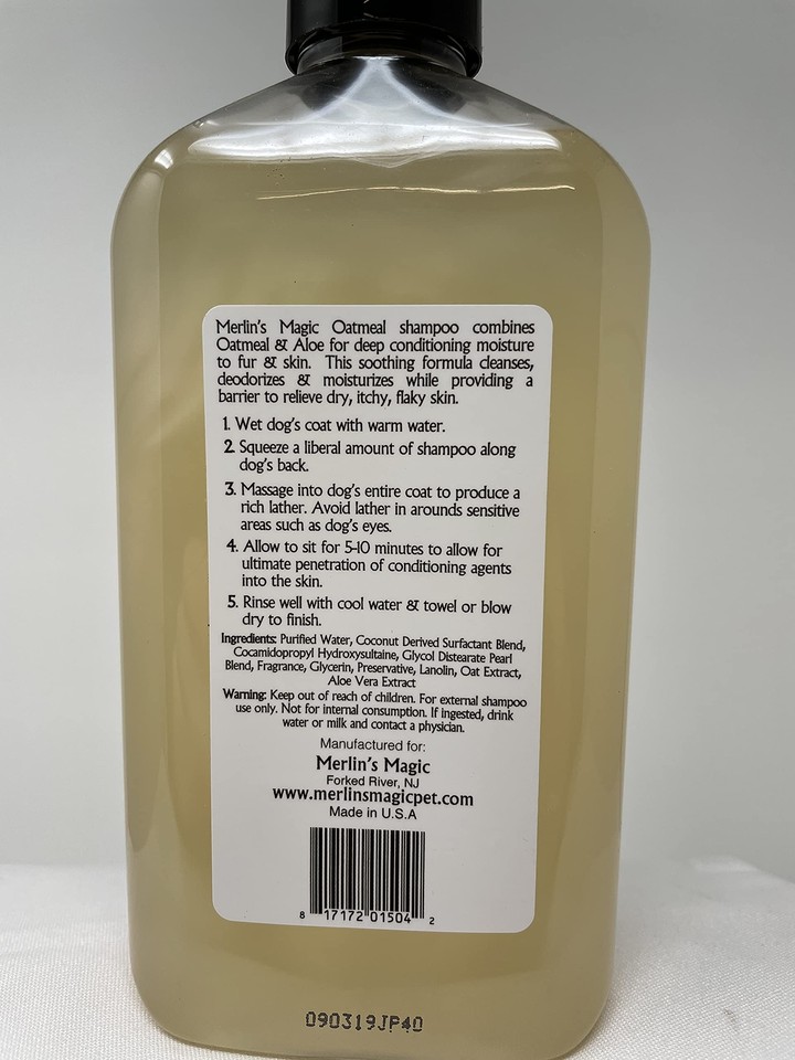 Merlin's Magic Botanical Oatmeal Dog Shampoo - 14oz (414ml) Salt Free ...