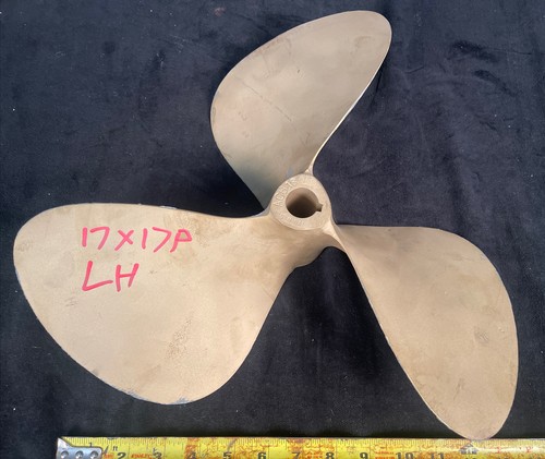 17" x 17 Pitch 3 Blade Left Hand Counter Bronze Inboard Boat Propeller ...