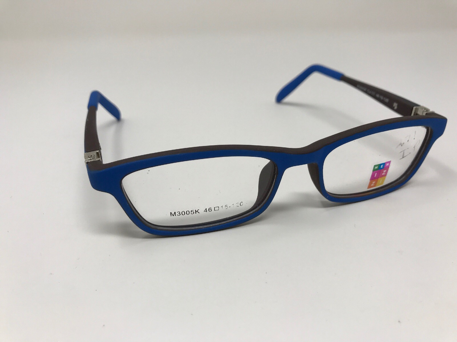 Kids Menizzi Eyeglass M3005K Col 03 46-15-120 Blue Brown Rubber Horn ...